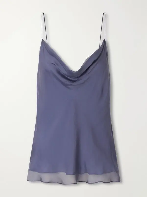KALLMEYER Zia Draped Silk Camisole - Blue
