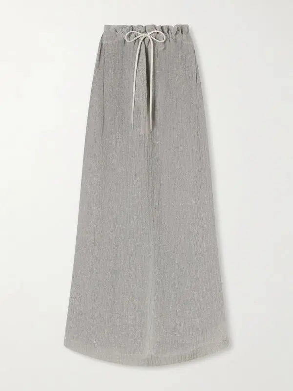 KALLMEYER Regina Linen-blend Gauze Midi Skirt - Gray