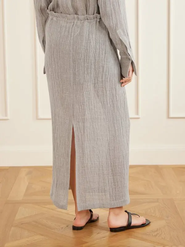 KALLMEYER Regina Linen-blend Gauze Midi Skirt