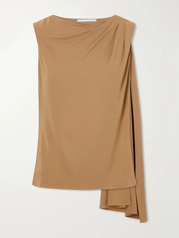 KALLMEYER Floriana Draped Jersey Blouse - Brown