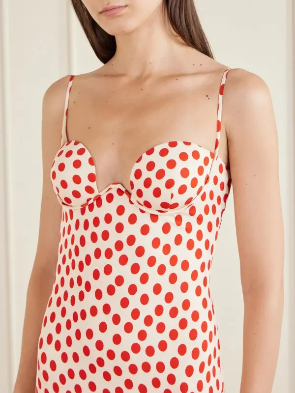Alaïa Polka-dot Jersey Midi Dress - Red