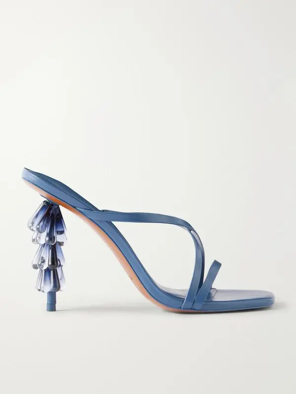 Cult Gaia Sage 90 Bead-embellished Leather Sandals - Blue