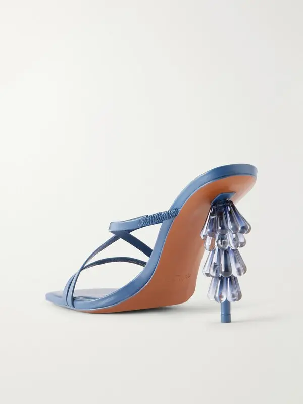 Cult Gaia Sage Bead-embellished Leather Stiletto Sandals