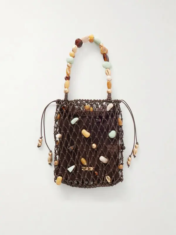 Cult Gaia Mercier Bead-embellished Mini Bag - Brown