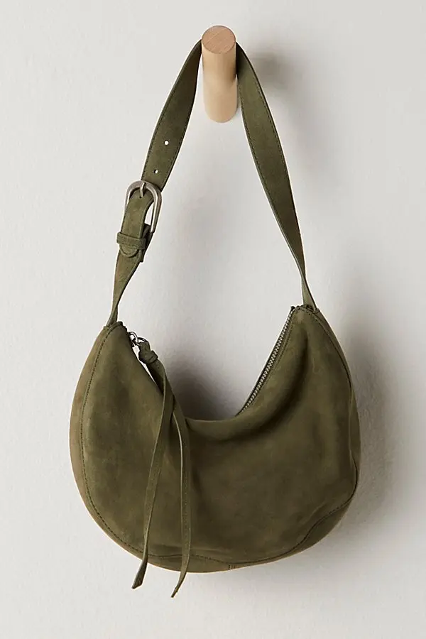 FP COLLECTION Sina Suede Shoulder Bag - Olive