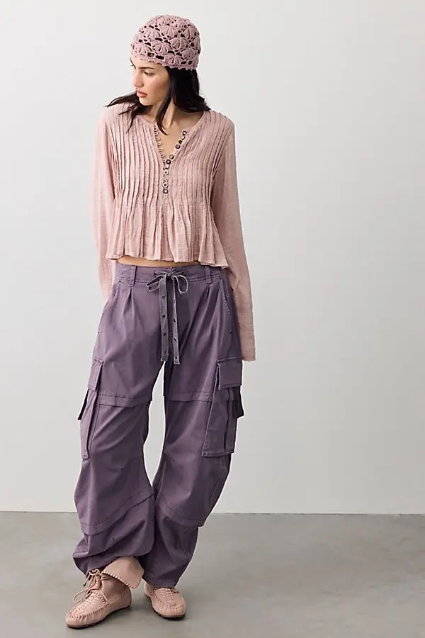 We The Free Twill Cargo Trousers - Aged Plums