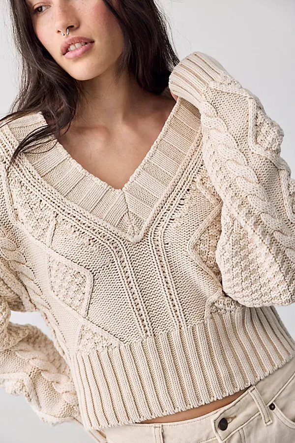 We The Free Addison V-neck Sweater At - Tea