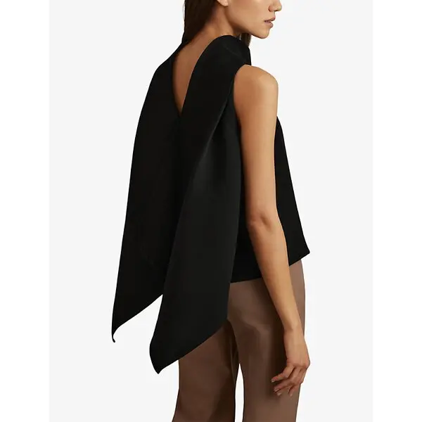 REISS Simone Drape Woven Top