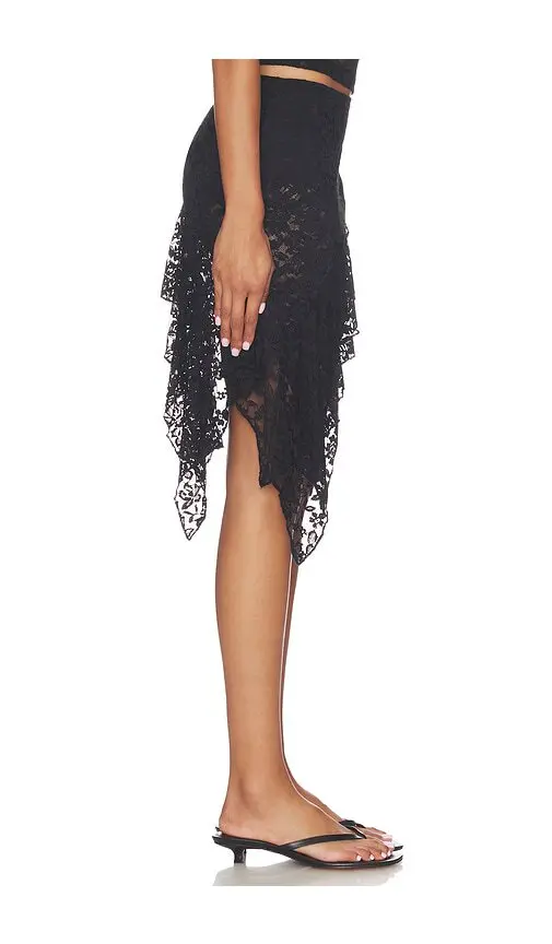 Lioness Lace Mini Skirt With Asymmetrical Hem - Black