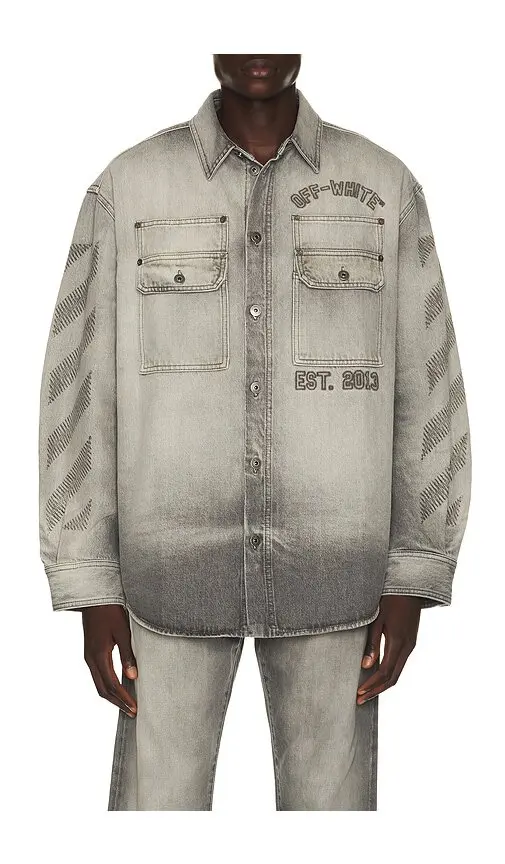 Off-White Denim Military Overshirt In . Also - Grey