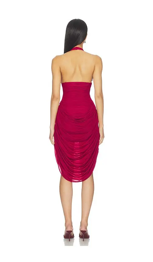 MAYGEL CORONEL Halterneck Ruched Midi Dress