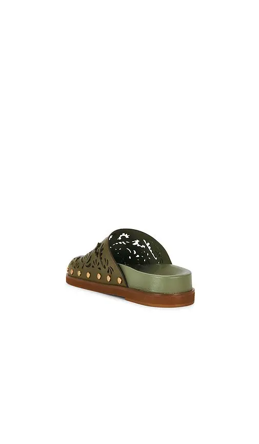 Farm Rio Lace Leather Anatomic Mule - Green