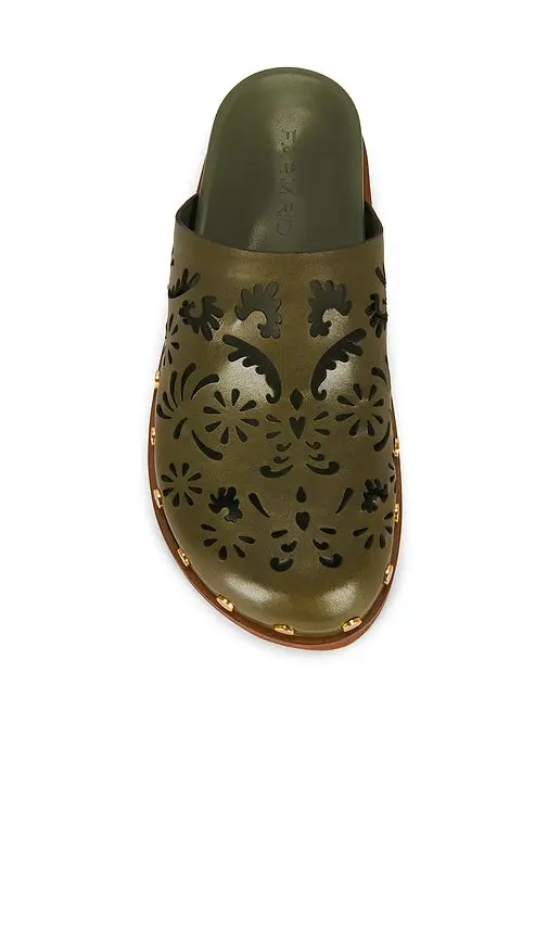 Farm Rio Lace Leather Anatomic Mule - Green