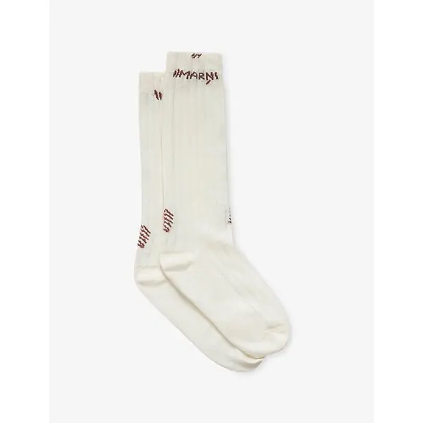 Marni Mending-embroidered Cotton-blend Mid-calf Socks