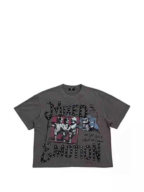 Mixed Emotion Friends Graphic-print T-shirt - Grey