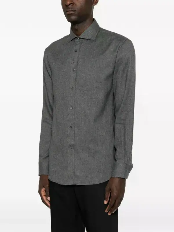 Brunello Cucinelli Herringbone-weave Long-sleeve Shirt