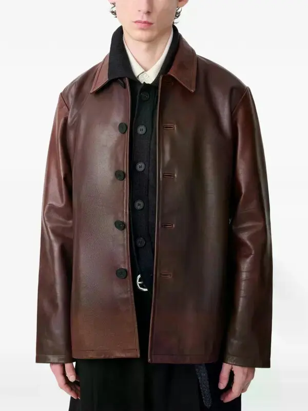 Studio Nicholson Landau Leather Jacket - Brown