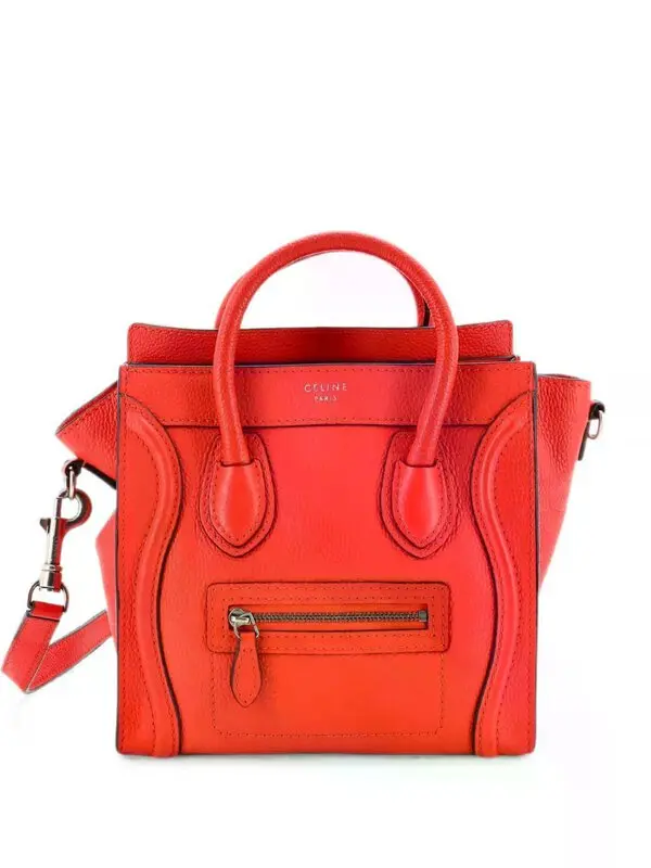Celine Luggage Bag Grainy Leather Nano Crossbody Bag - Red