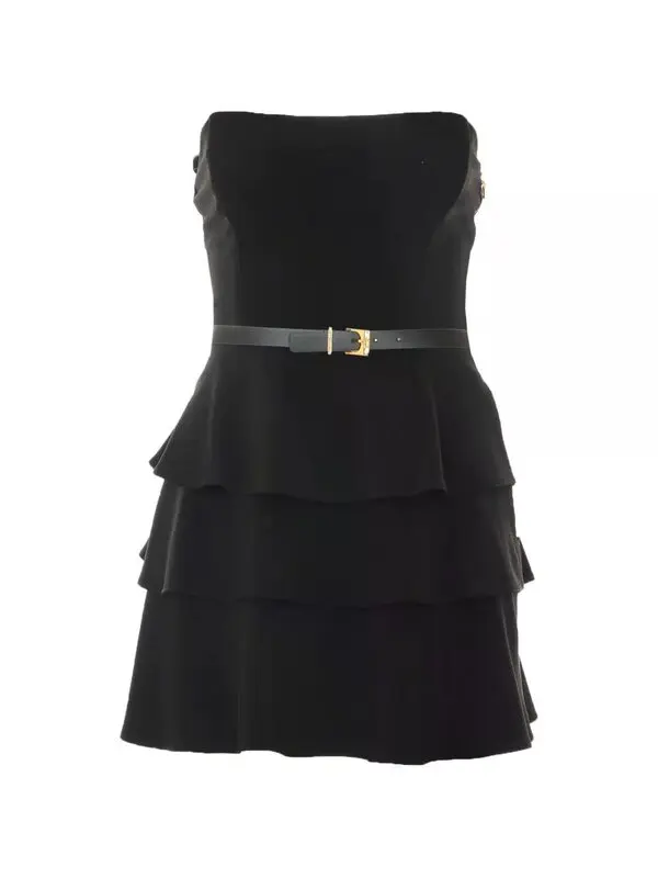 Elisabetta Franchi Belted Tiered Dress - Black