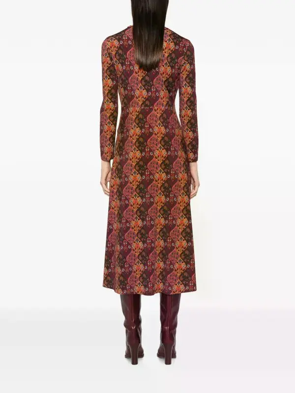 SIYU Floral Print Long Sleeve Midi Dress