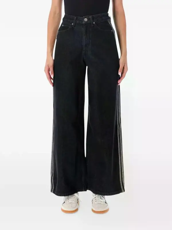 Adidas Side-stripe Wide-leg Jeans - Black
