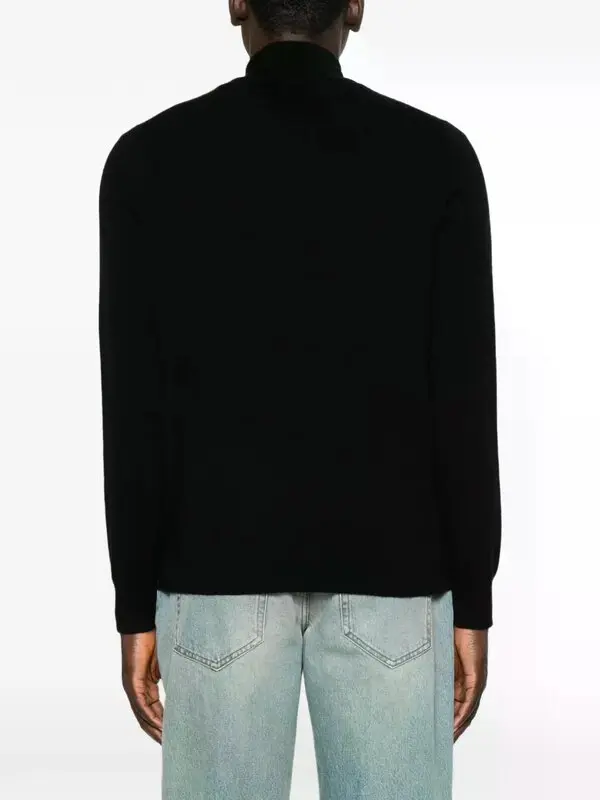 Eric Bompard Half Zip Sweater With Silver-tone Hardware - Black