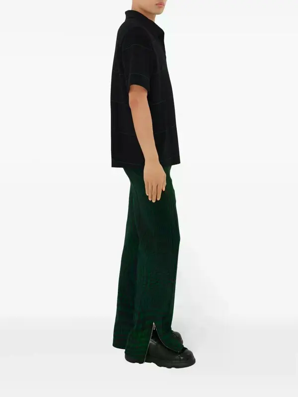 Burberry Logo-embroidered Striped Polo Shirt - Black