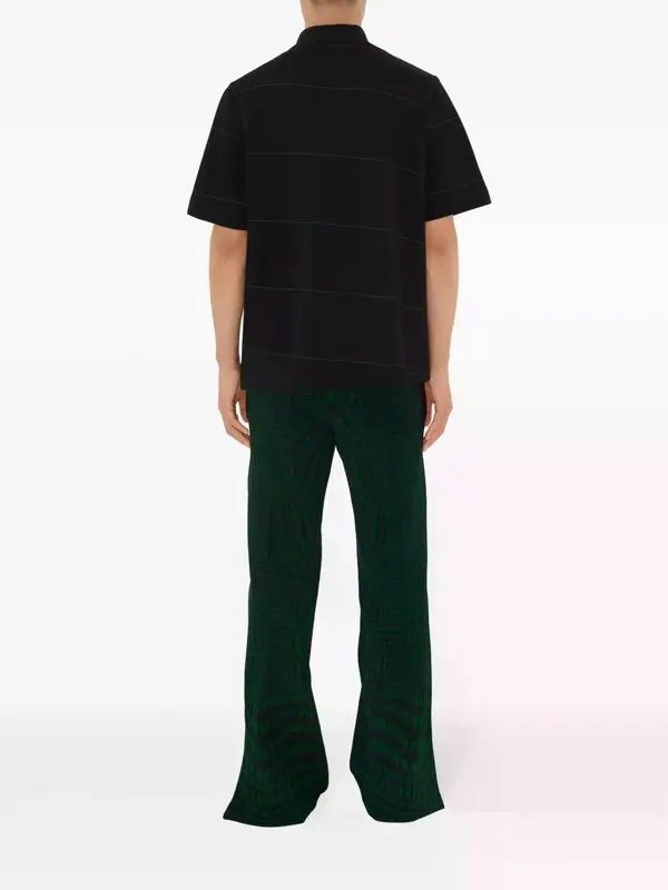 Burberry Logo-embroidered Striped Polo Shirt - Black