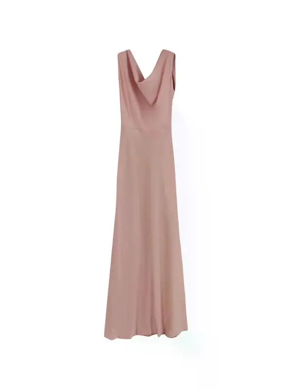 ACTUALEE Satin-finish Cowl-neck Maxi Dress - Pink