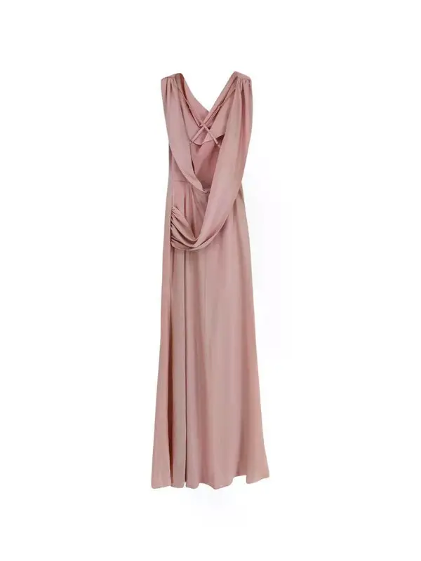 ACTUALEE Satin-finish Cowl-neck Maxi Dress