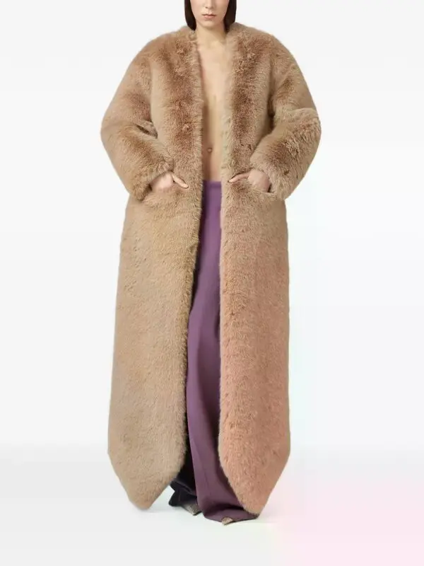 Giuseppe Di Morabito Faux-fur Open-front Long-sleeve Coat - Neutrals