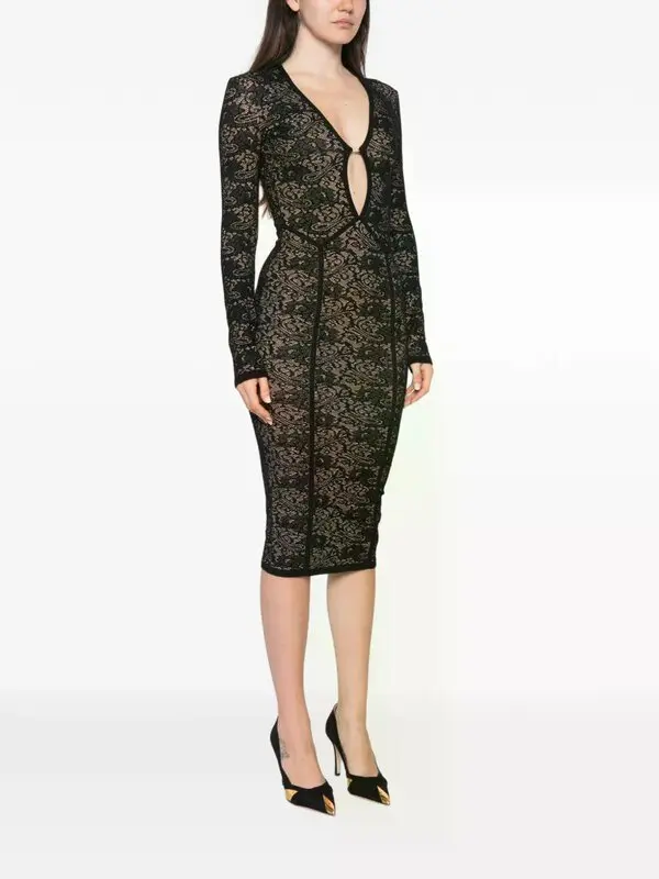 Elisabetta Franchi Lace-patterned Cut-out Midi Dress
