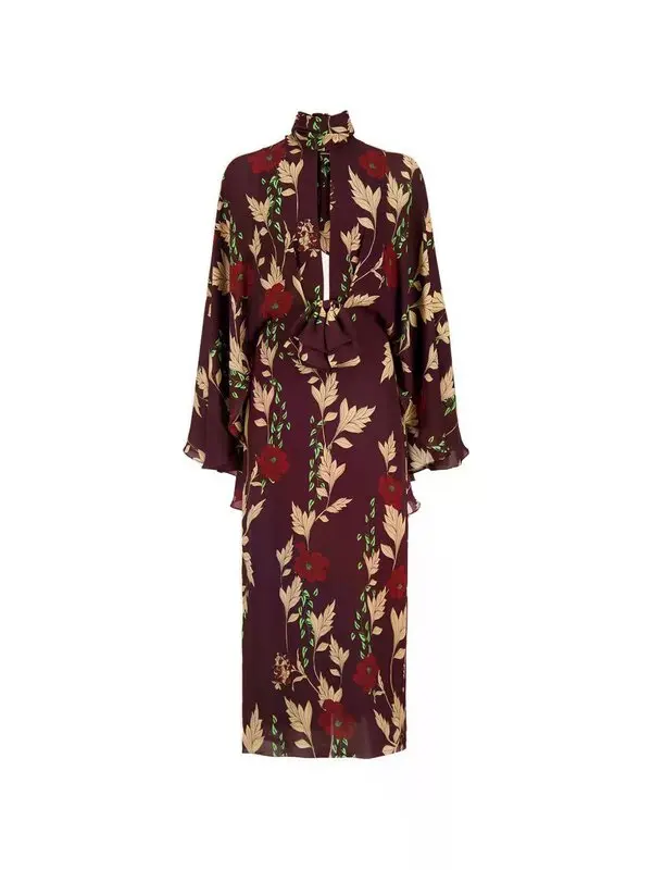 Johanna Ortiz Floral-print Silk Midi Dress - Red