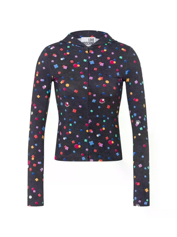 Moschino Printed T-shirt With A Technical Nylon Zipper - Black