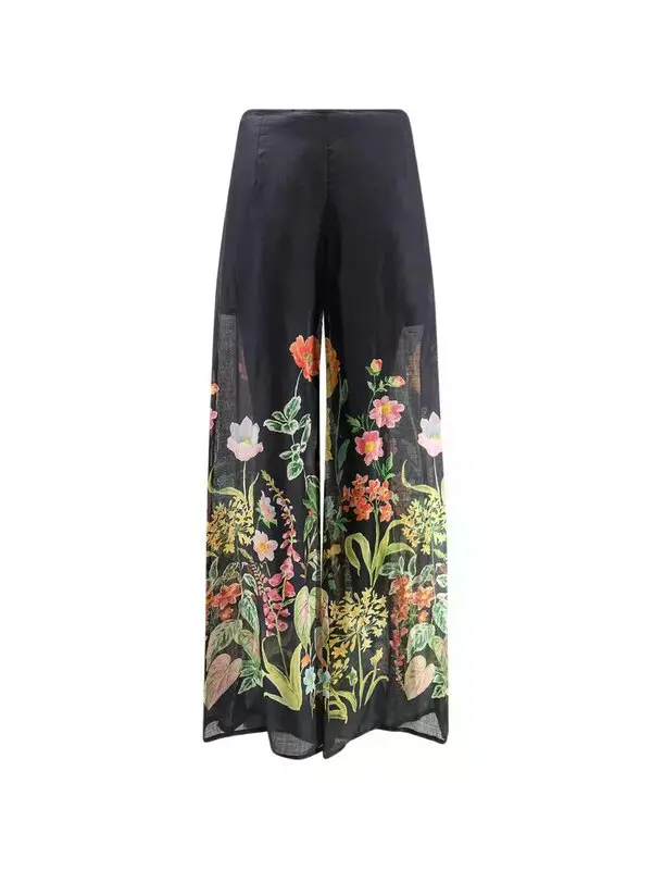 LAVI COUTURE Floral-print Palazzo Pants - Black