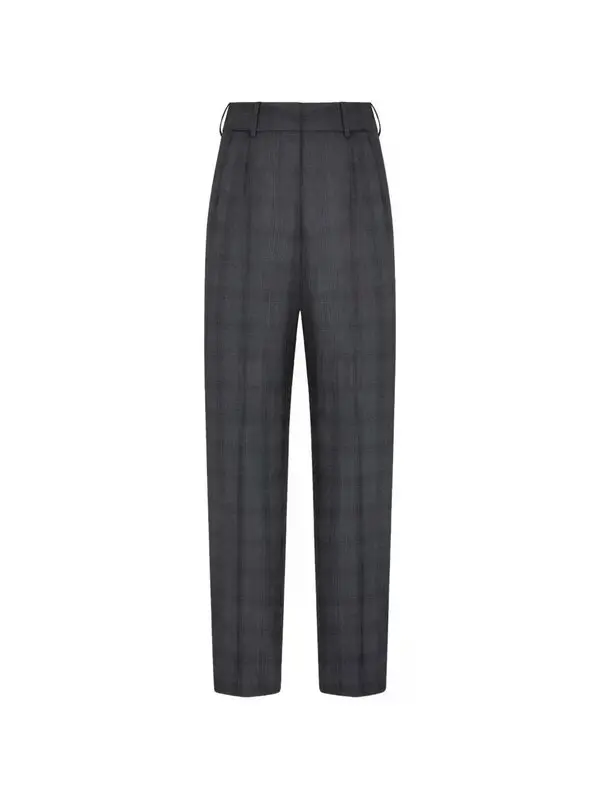 BLAZÉ MILANO Bravado Checked Wool Trousers - Grey