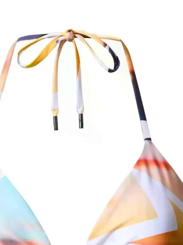 Perfect Moment Salinas Triangle Bikini Top With Printed Pattern And Adjustable Ties - White