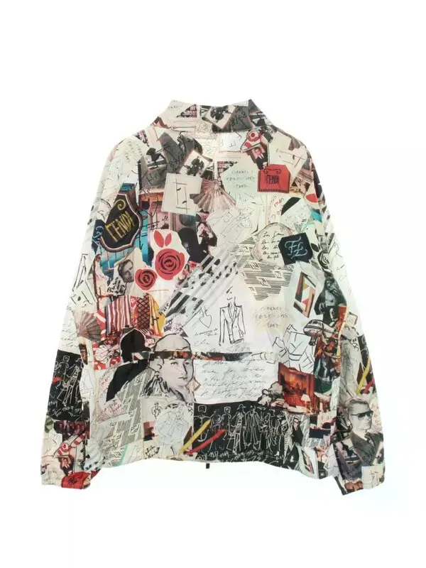 Fendi Patterned Zip-up Blouson Jacket - Neutrals