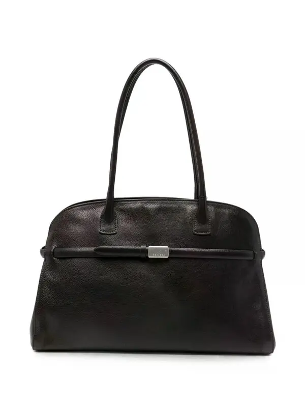 Orciani Large Aura Soft Logo-plaque Leather Tote Bag - Brown