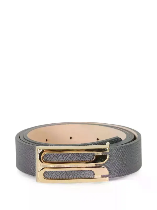 Victoria Beckham Logo-buckle Grained Leather Belt - Grey