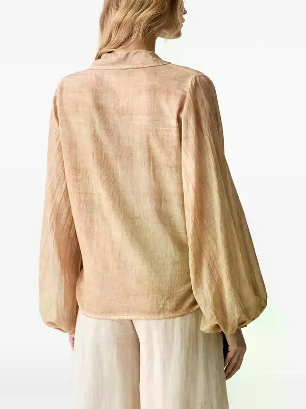 HAVEONE Balloon-sleeve Tie-front Blouse