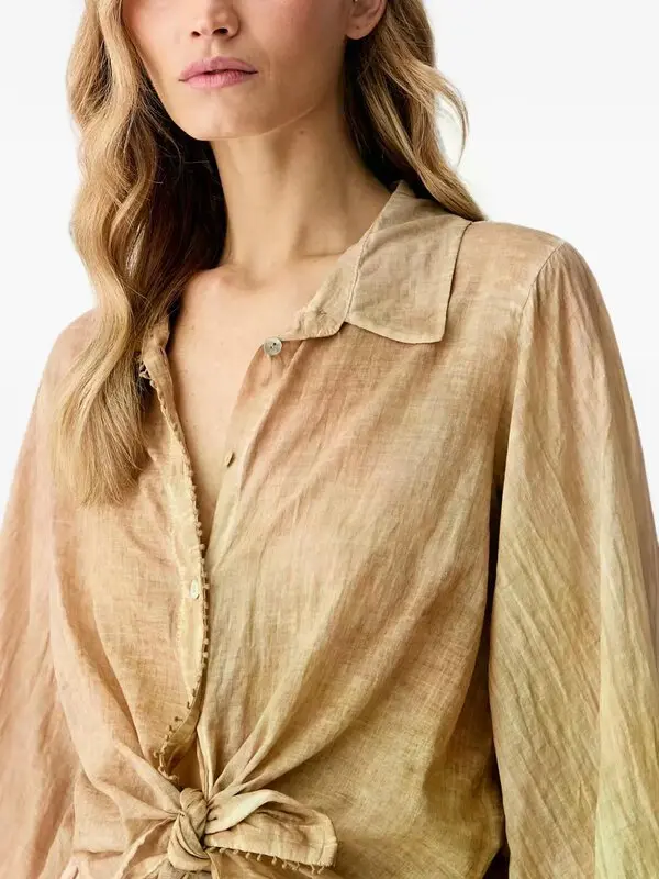 HAVEONE Balloon-sleeve Tie-front Blouse