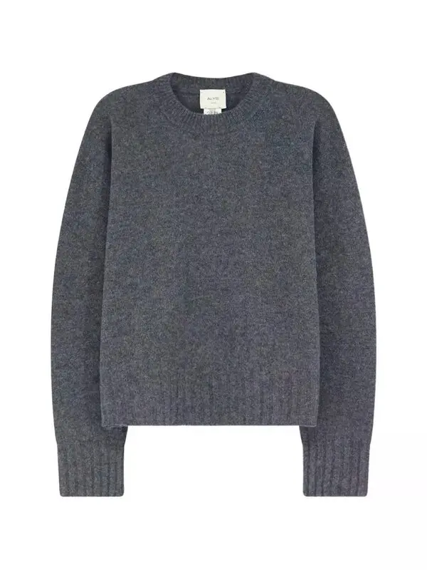 ALYSI Ribbed-trim Crew-neck Wool Sweater - Grey