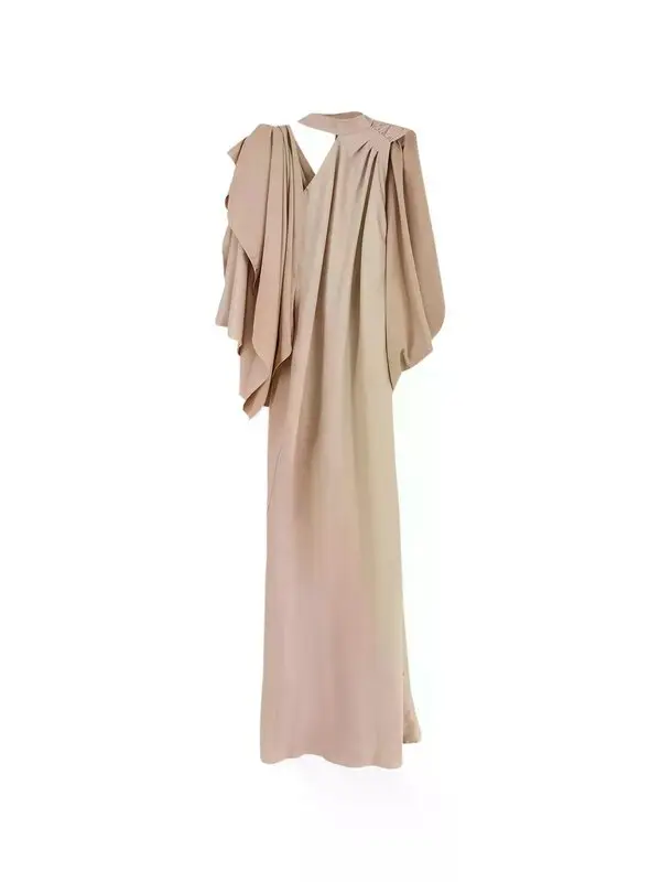 ACTUALEE Draped Satin-band Maxi Dress - Neutrals