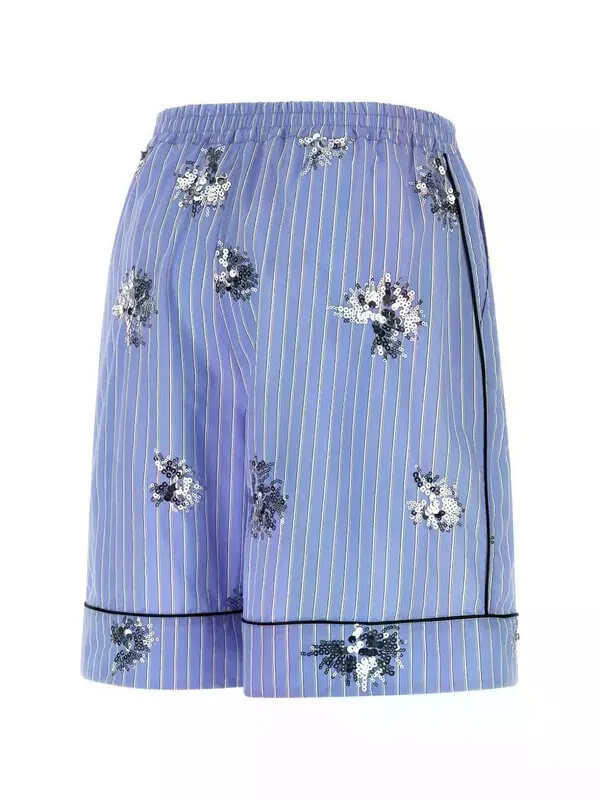 LE TWINS Midday Sequin-embellished Striped Shorts - Blue
