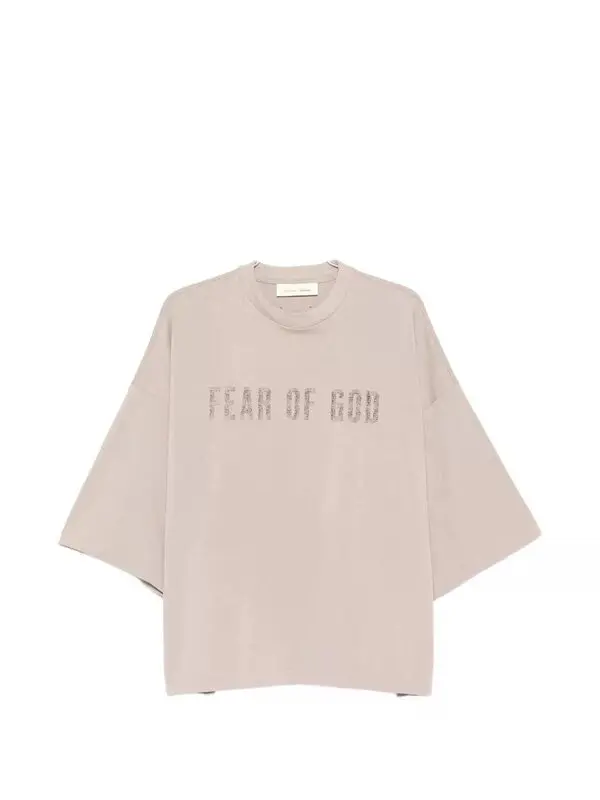 Fear Of God Logo-print Drop-shoulder T-shirt - Neutrals