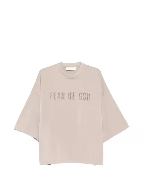 Fear Of God Logo-print Drop-shoulder T-shirt - Neutrals