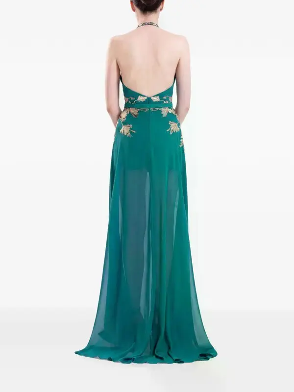 SAIID KOBEISY Embroidered Halterneck Maxi Dress
