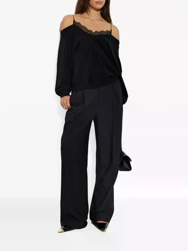 IRO PARIS Ivoire Lace-trim Cold-shoulder Sweater