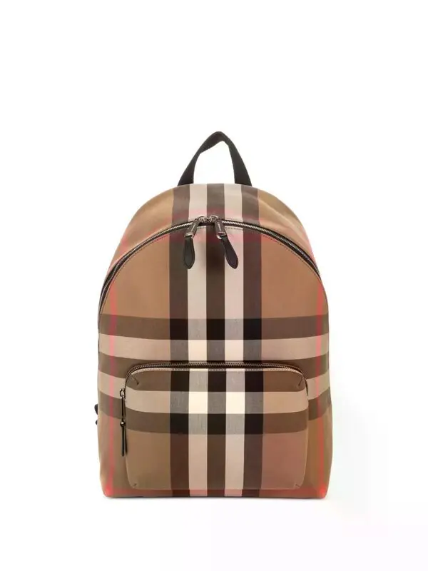 Burberry Check-print Leather-trim Backpack - Brown